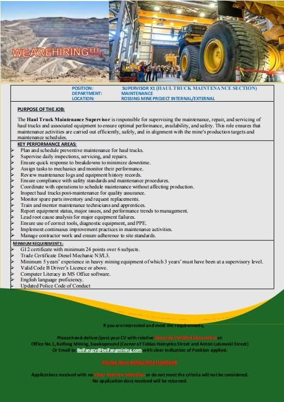 July Beifang Mining Technology Services Vacancies Namibia 2025 @www ...