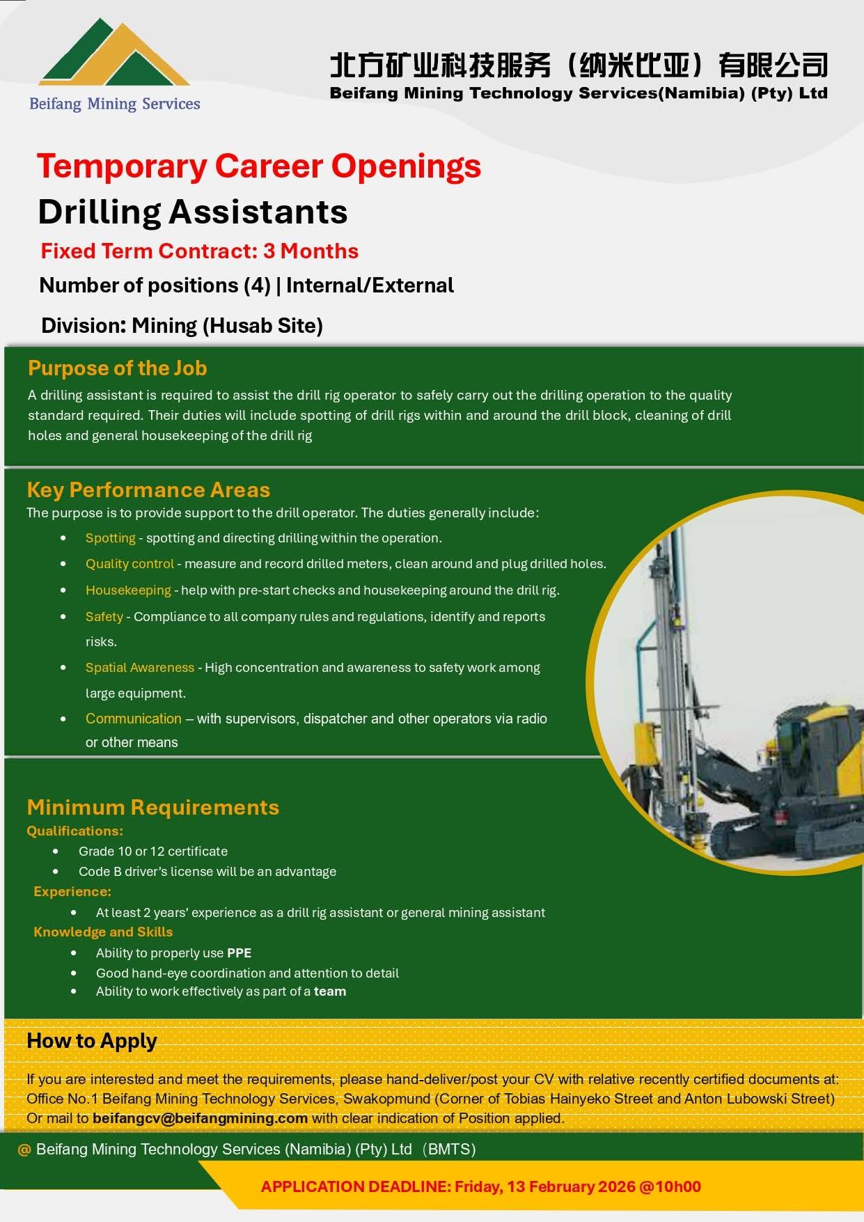 February Beifang Mining Technology Services Vacancies Namibia 2026 @www ...