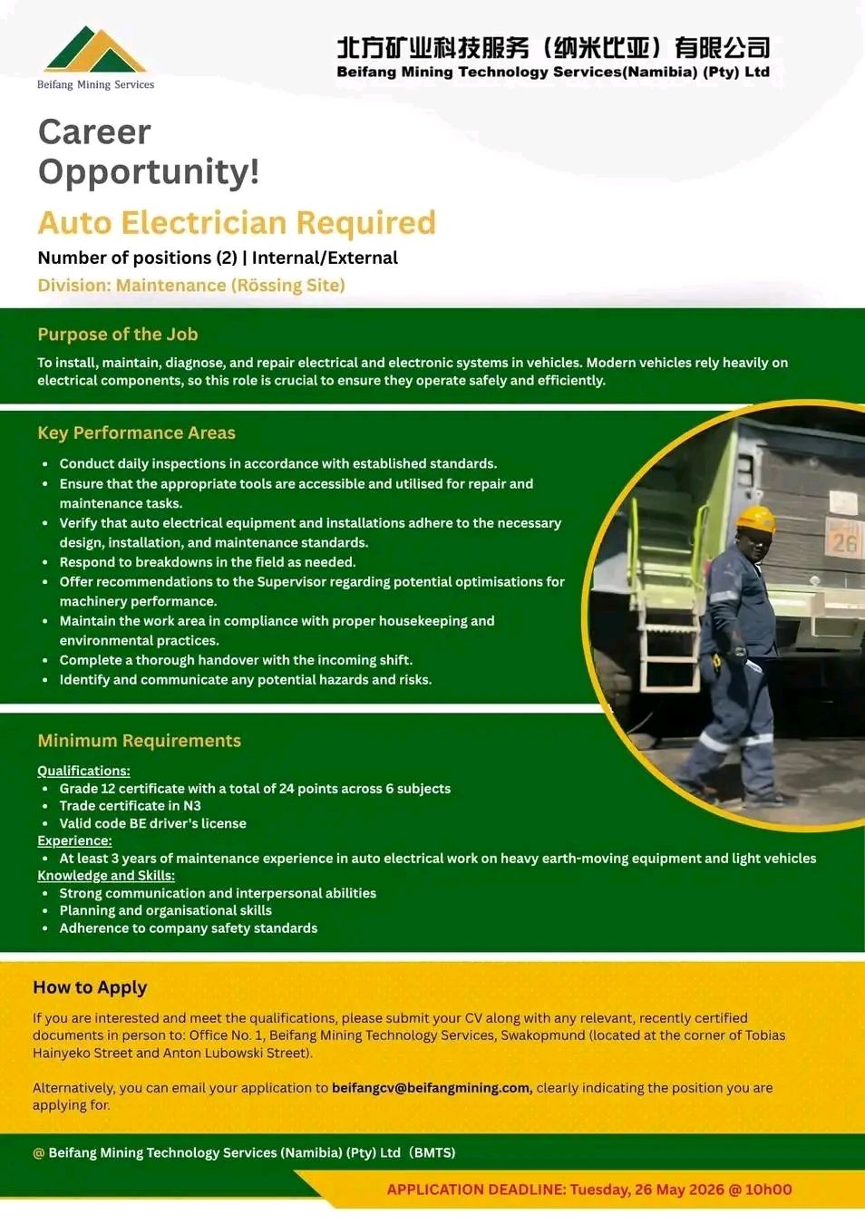 May Beifang Mining Technology Services Vacancies Namibia 2026 @www ...