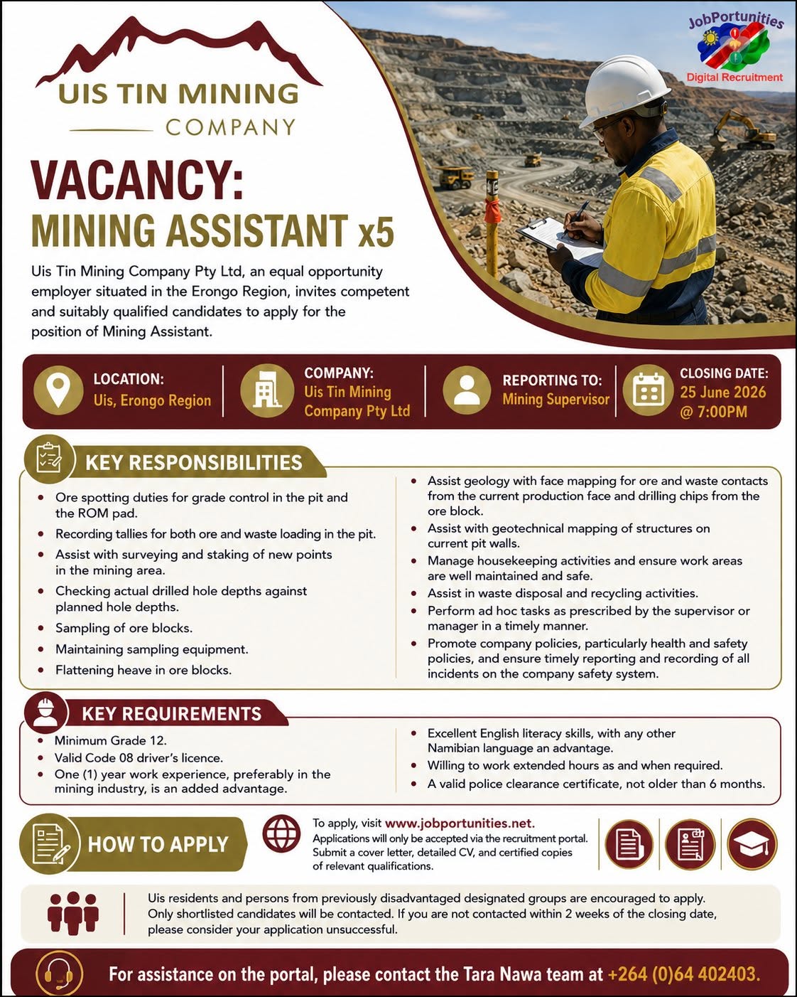 June Uis Tin Mining Vacancies 2026 Unlock Exciting New Career ...